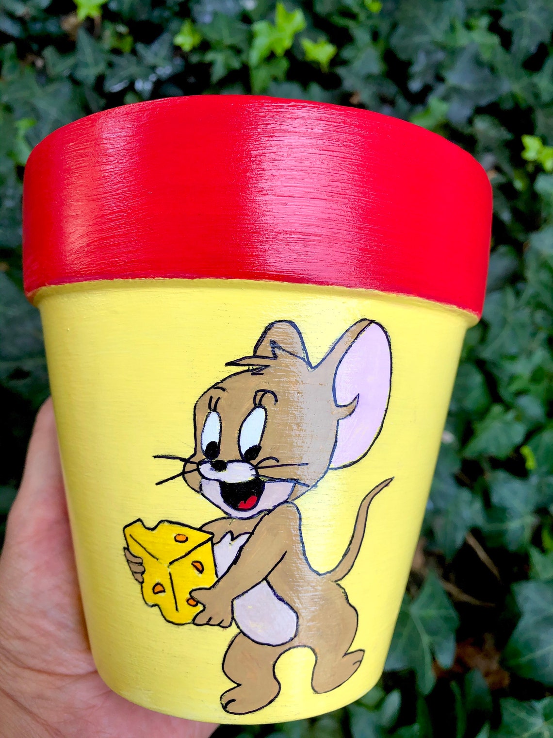 5" Hand Painted Flower Pot/tom and Jerry/ Terracotta Flower Pot ...
