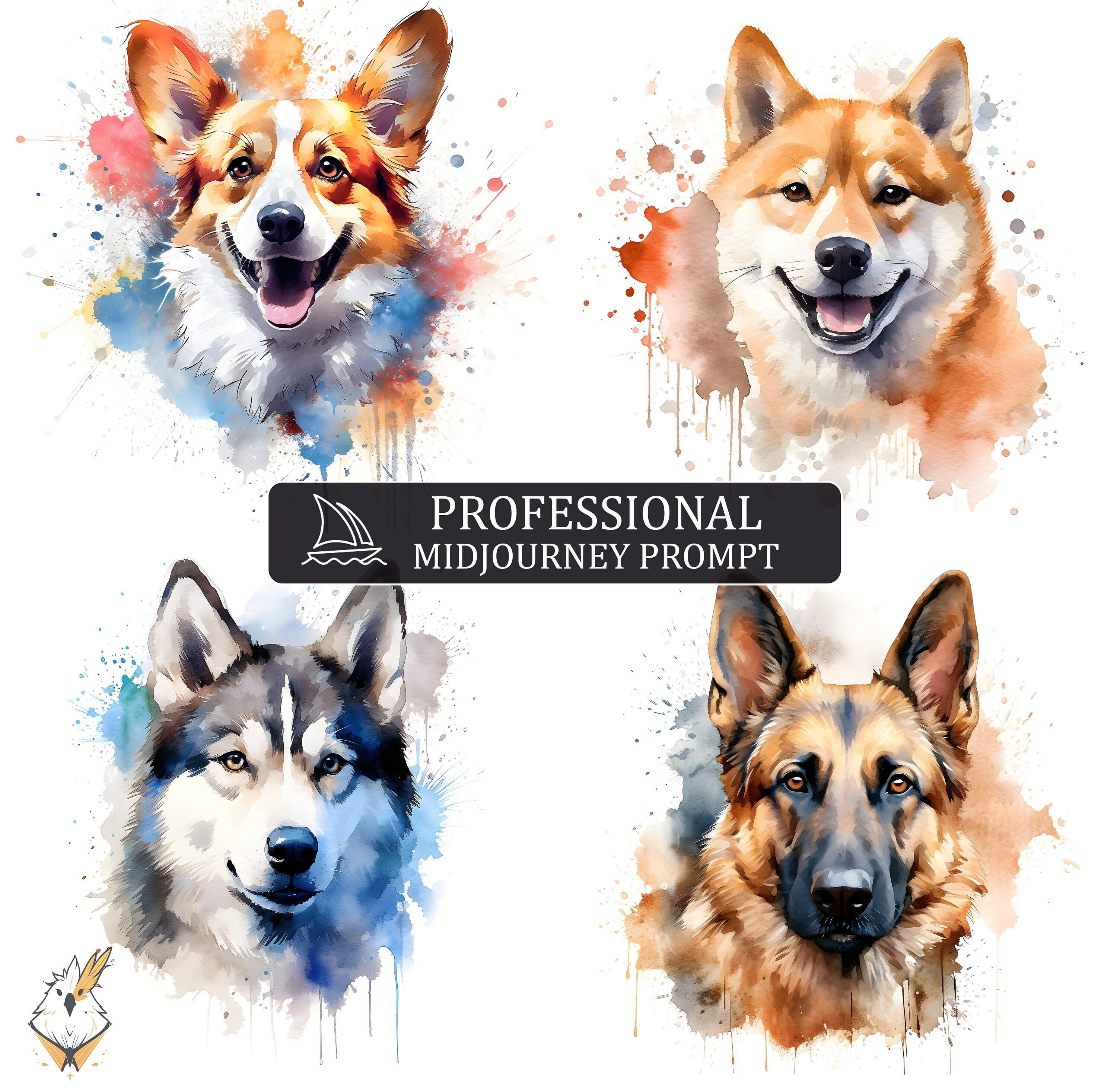 Watercolor Splatter Dogs Midjourney Prompt, Midjourney Prompt ...
