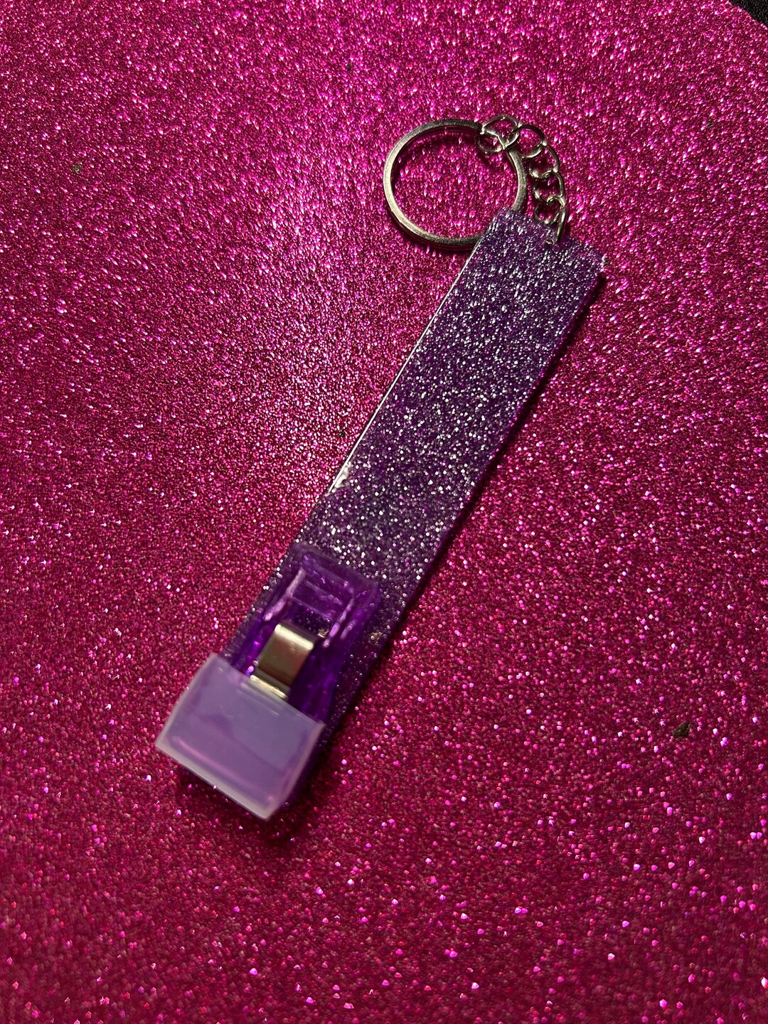 Purple Glitter Credit Card Keychain - Etsy