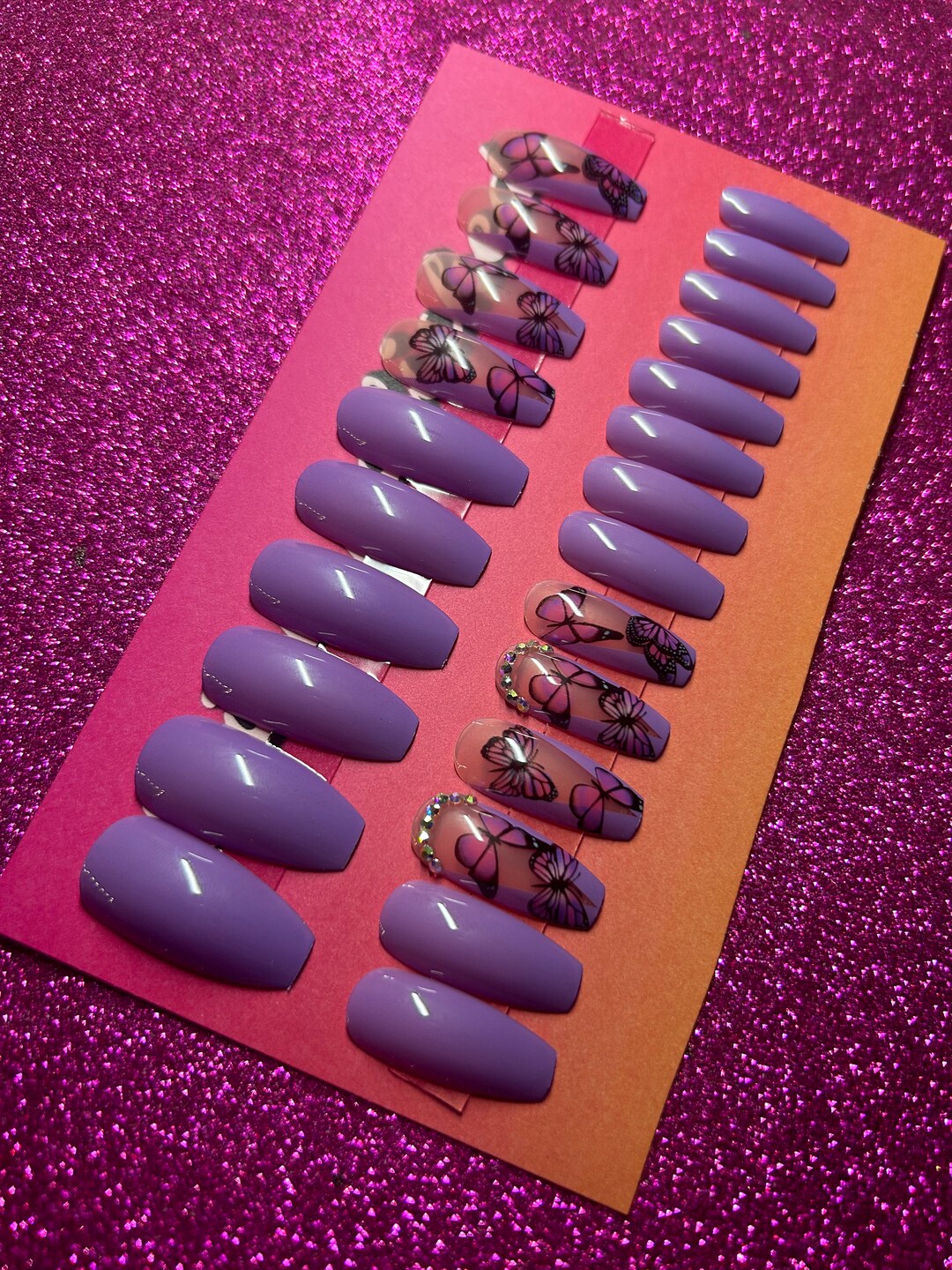 Purple Butterfly Press on Nails - Etsy