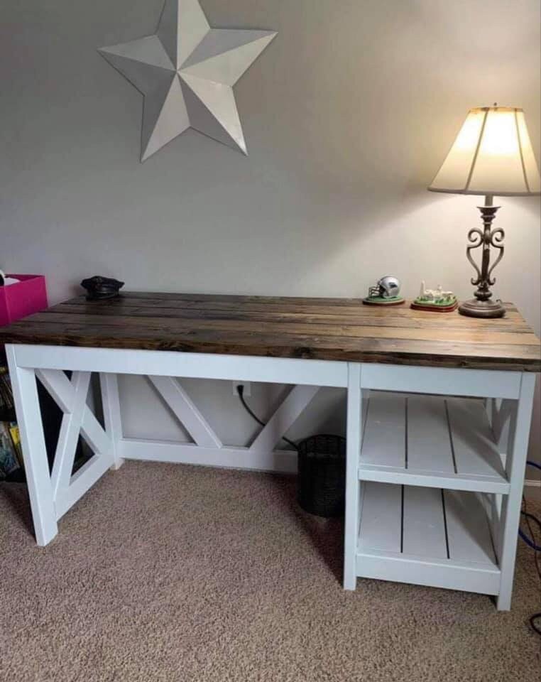 Handcrafted Desk With Shelves Real Wood Custom Farmhouse Desk Etsy