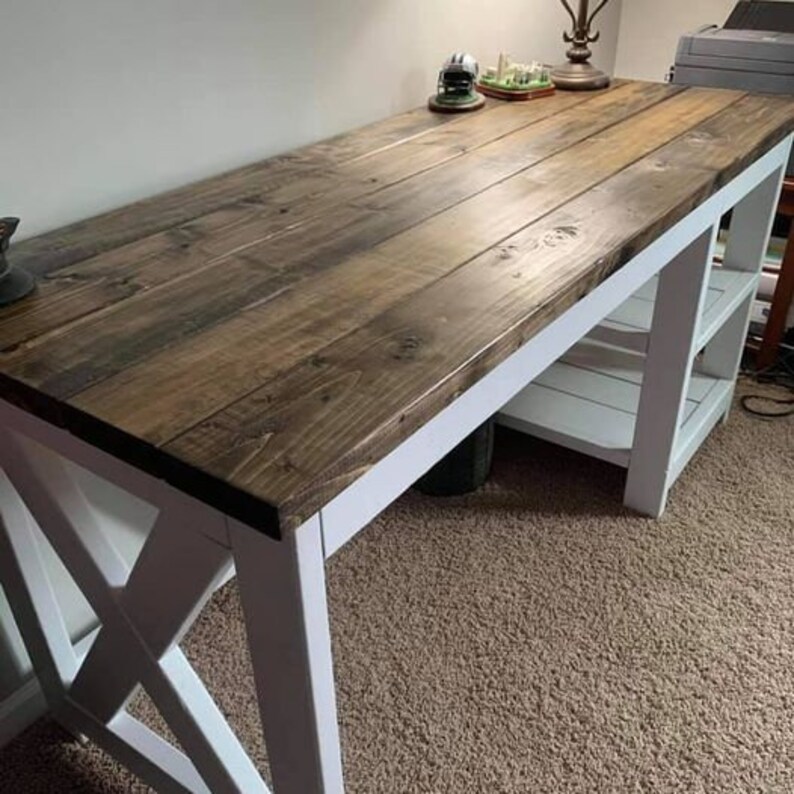 Handcrafted Desk With Shelves Real Wood Custom Farmhouse - Etsy