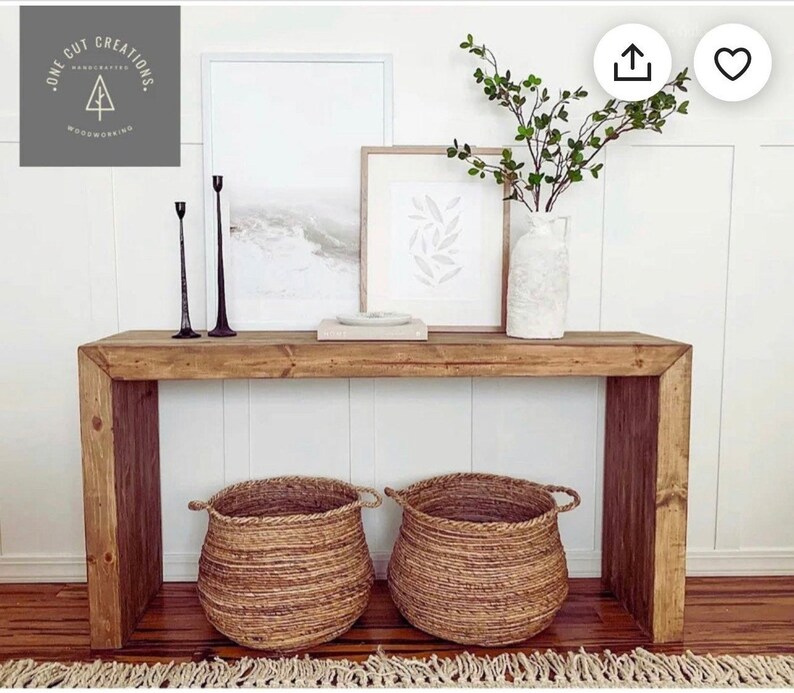 West Elm Inspired Console Table Real Wood Entryway Table - Etsy