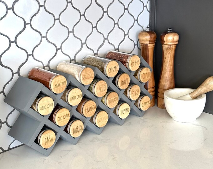 5 Shelf Spice Rack Farmhouse Spice Rack Wall Mount Spice Rack Wood ...