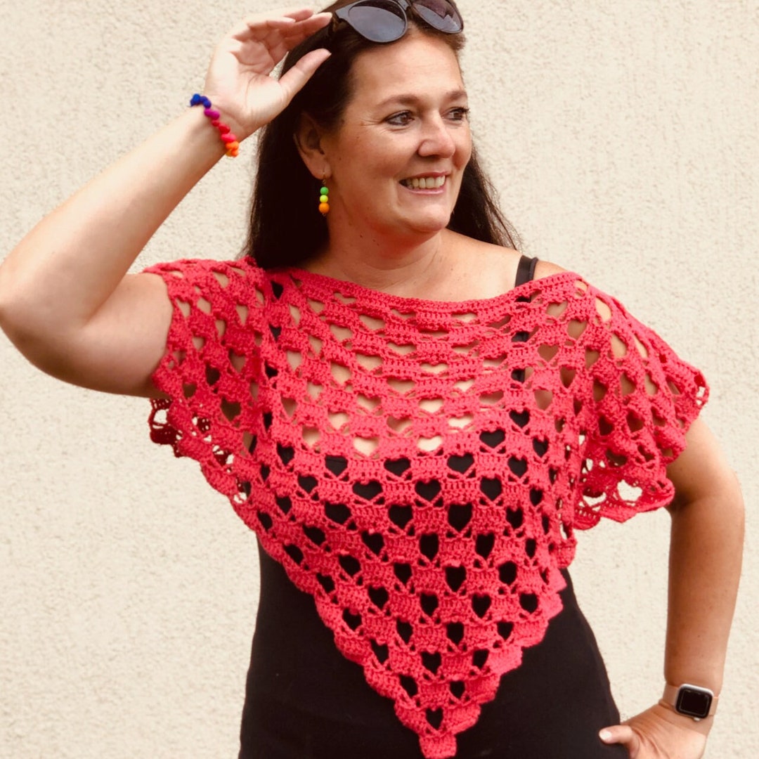 How to Crochet Sweetheart Small Poncho for Very Beginners, Written ...