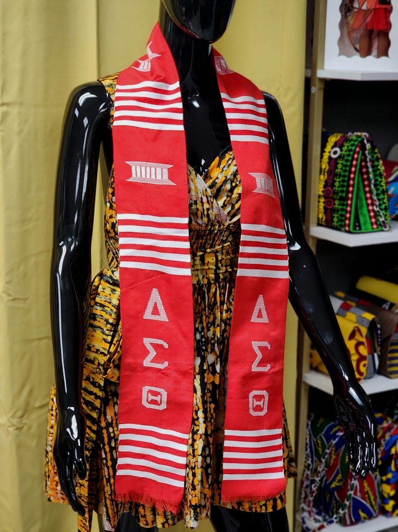 Delta Sigma Theta-red,fraternity and Sorority Sashes, Handwoven Kente ...