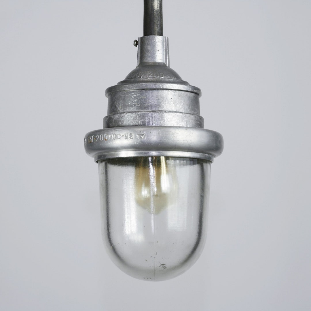 Vintage Soviet Industrial Explosion Proof Pendant Light, Aluminum ...