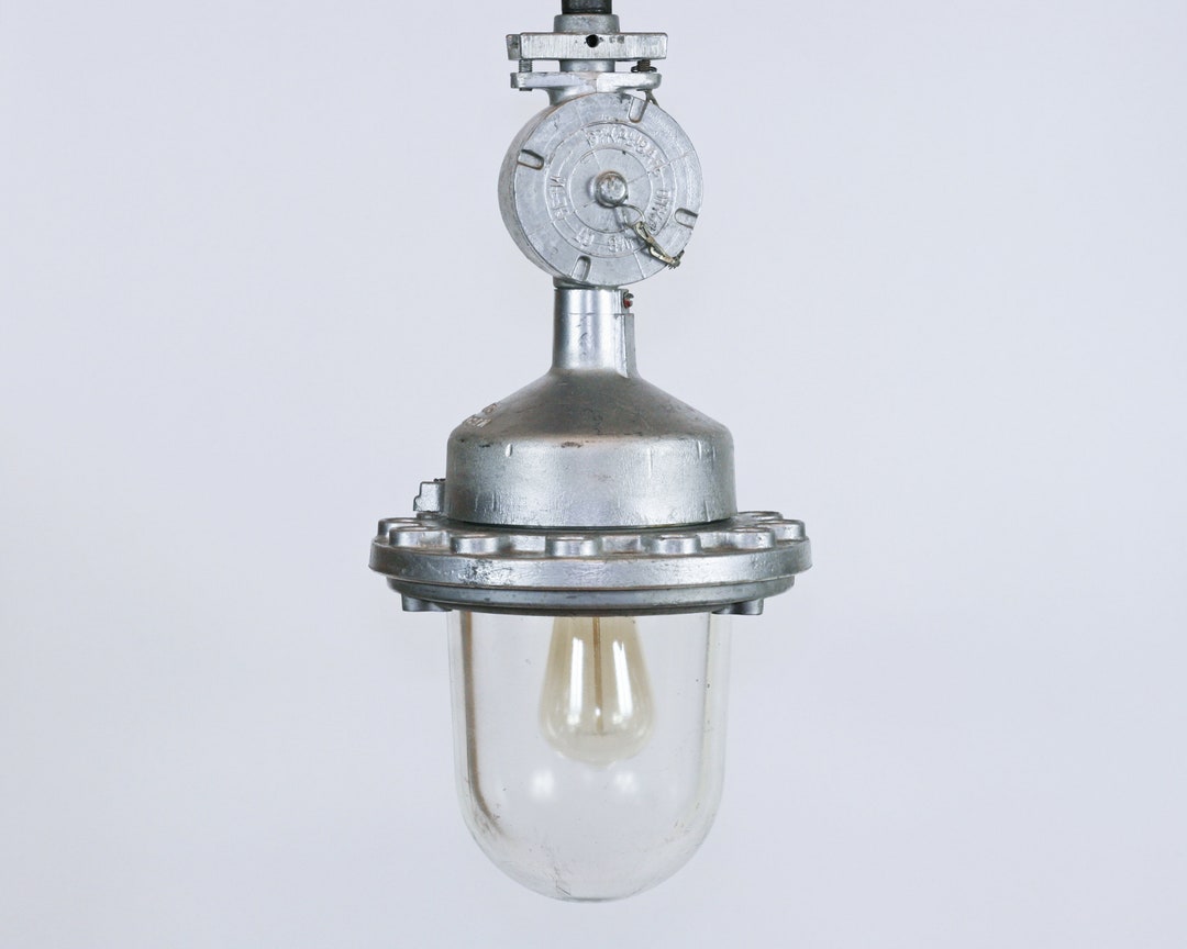 Vintage Soviet Industrial Ceiling Light, Aluminum Explosion Proof Lamp ...