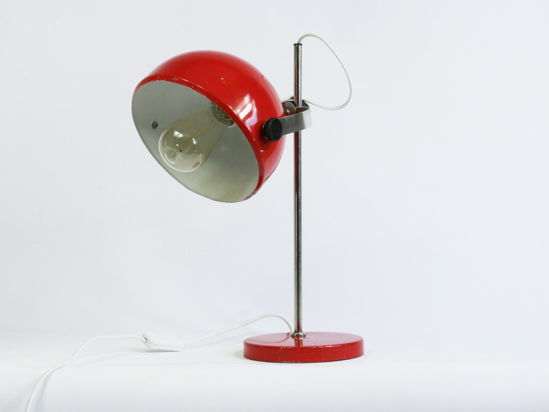 Red Soviet Table Lamp | Vintage Soviet Desk Lighting With Red Shade ...