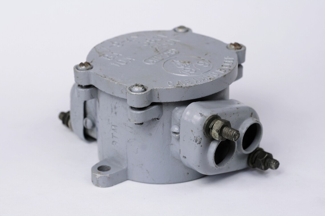 Vintage industrial ship junction box in aluminum yellow or | Etsy