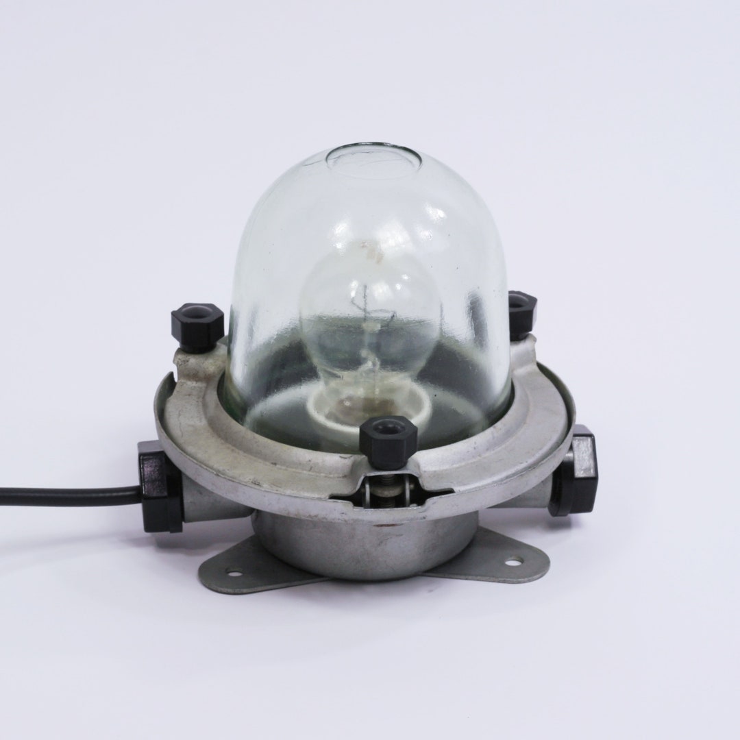 Vintage Industrial Ship Light Scone, Soviet Marine Lamp With Glass Dome ...