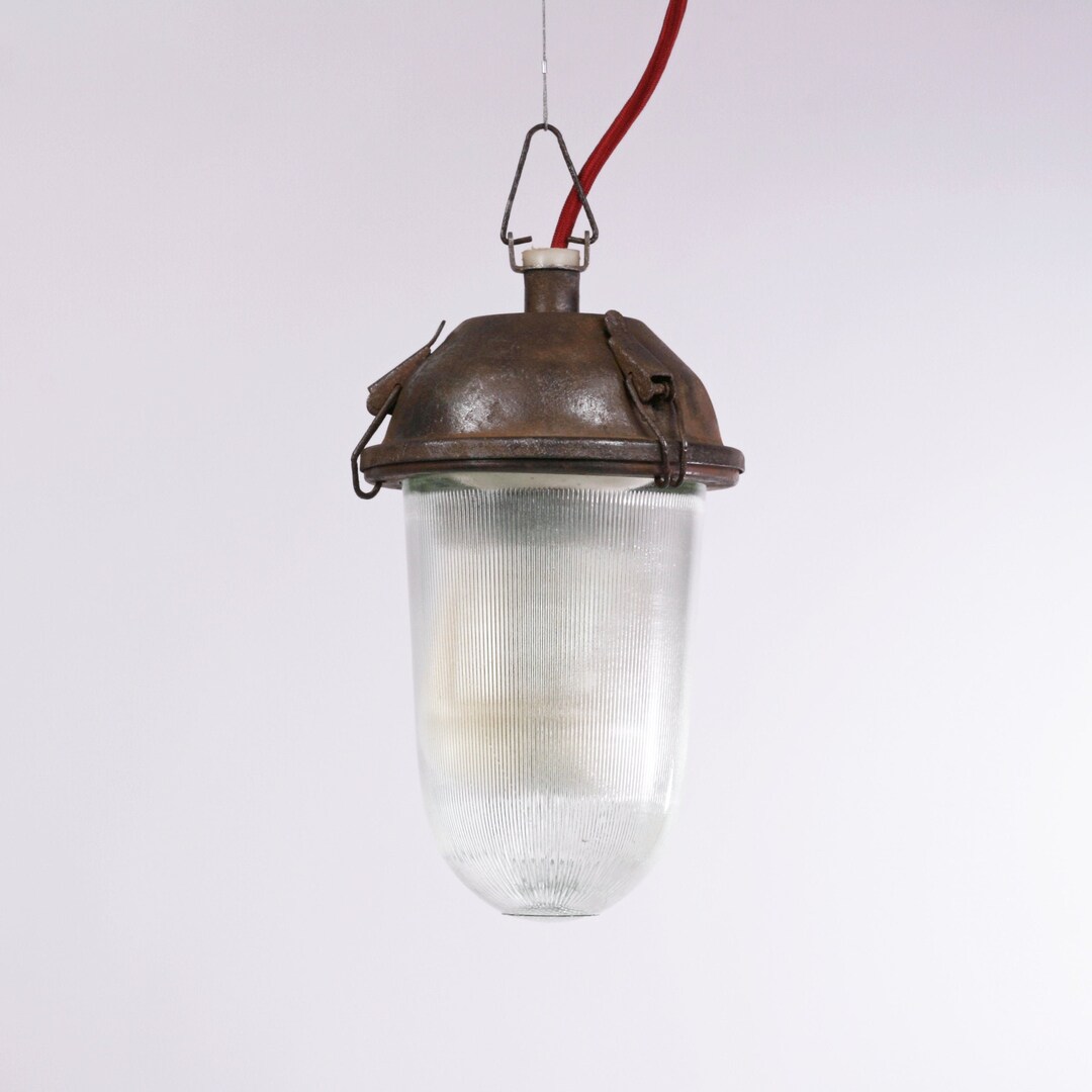 Vintage Soviet Lamp Rust Patina , Rusted Factory Lamp , Hanging ...