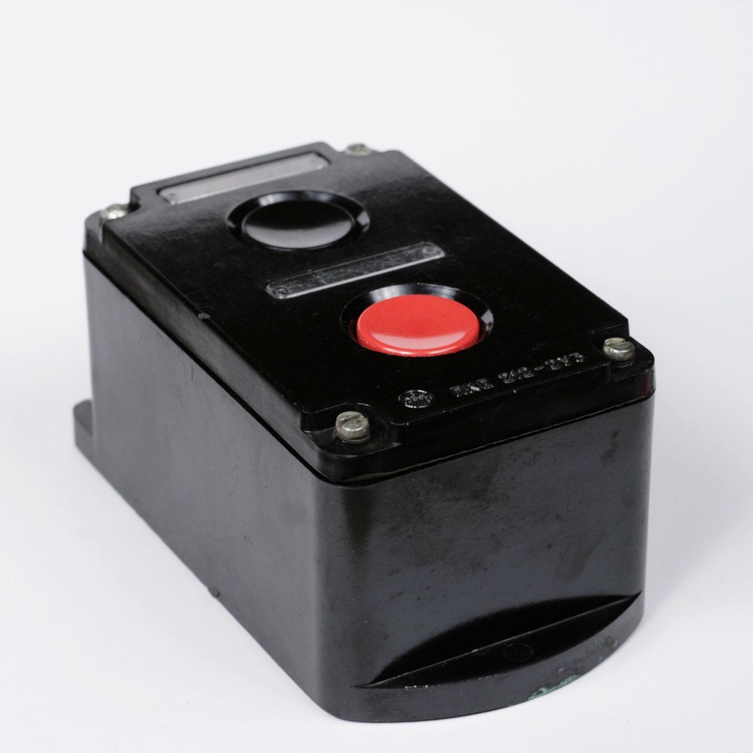 Vintage Push Button Switch, Vintage XL Soviet Bakelite Start Stop Push ...