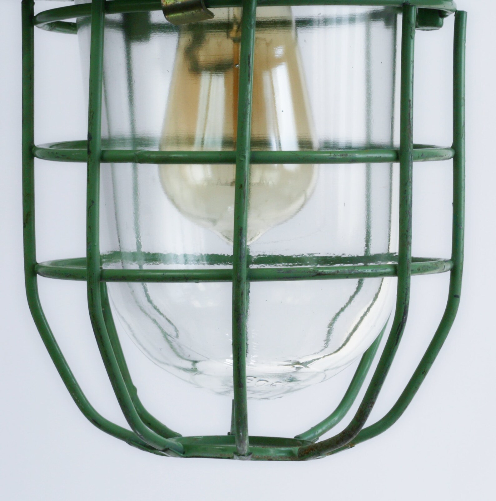 Vintage Soviet USSR Industrial Green Cage Light Fixture - Etsy