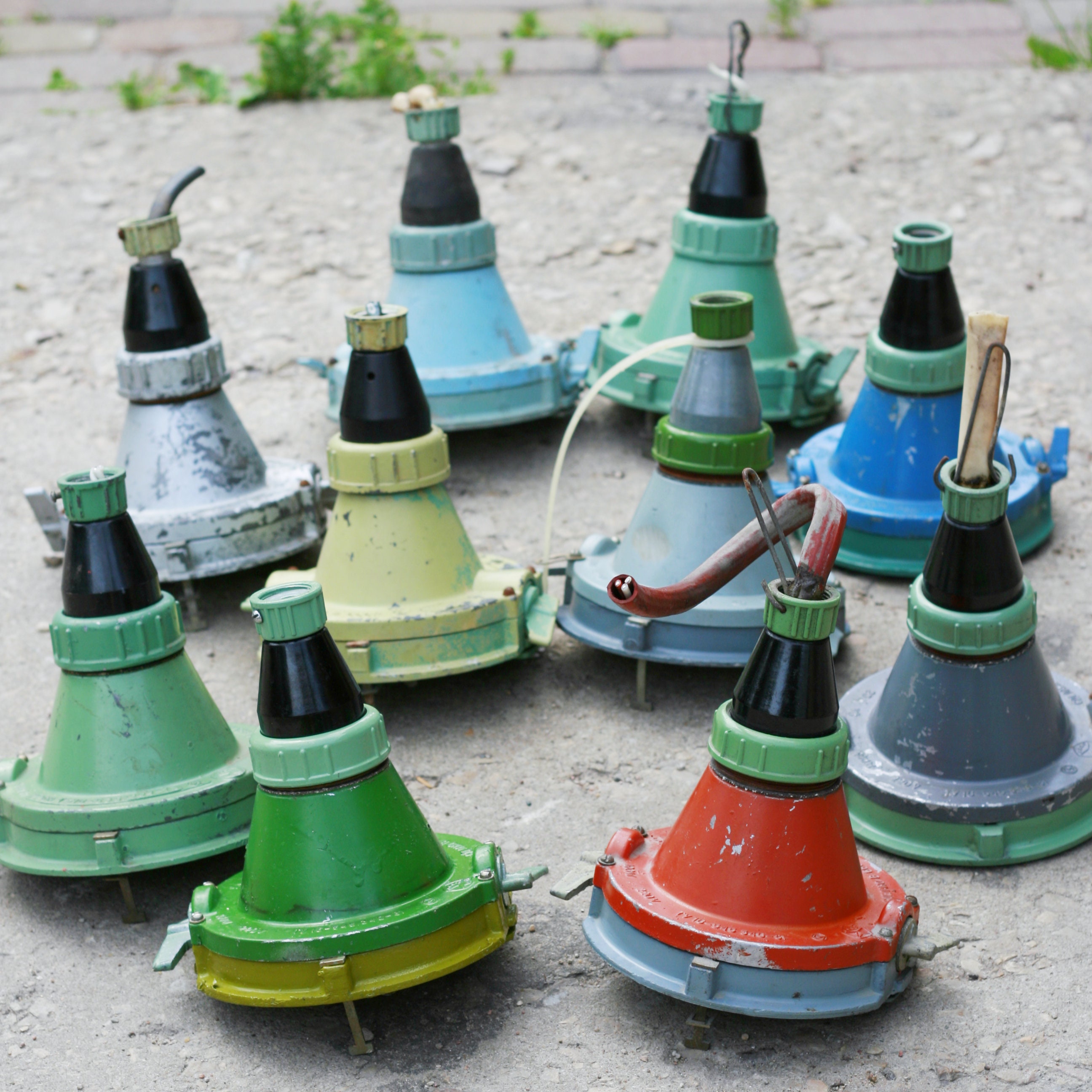 Vintage Industrial Enamel Pendant Light: USSR Factory Chandelier With ...