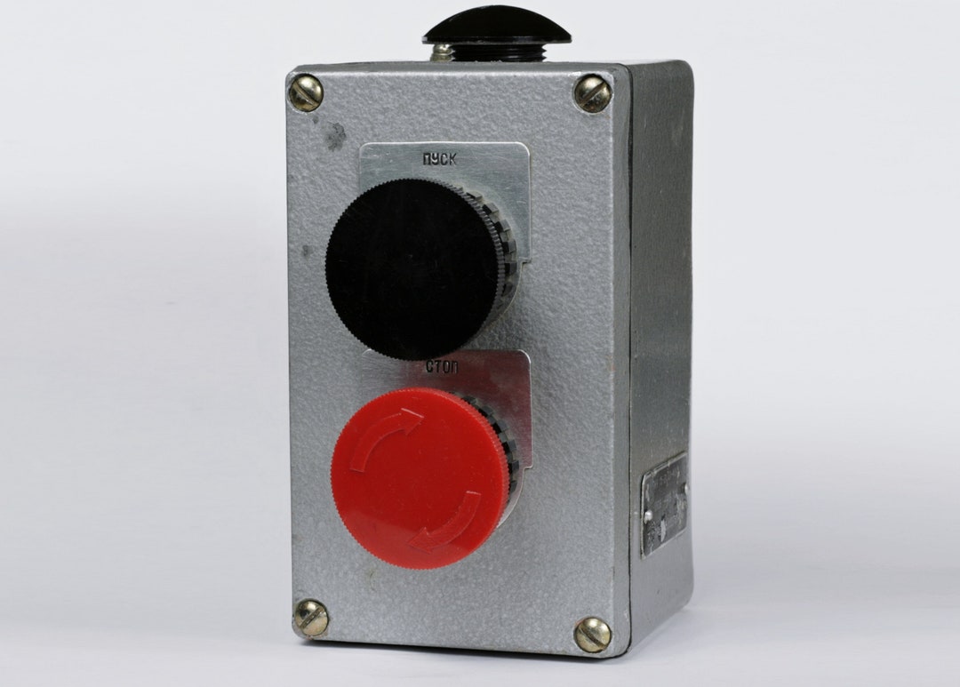 Vintage XL Metal Push Button Switch | USSR Soviet Union Large Surface ...