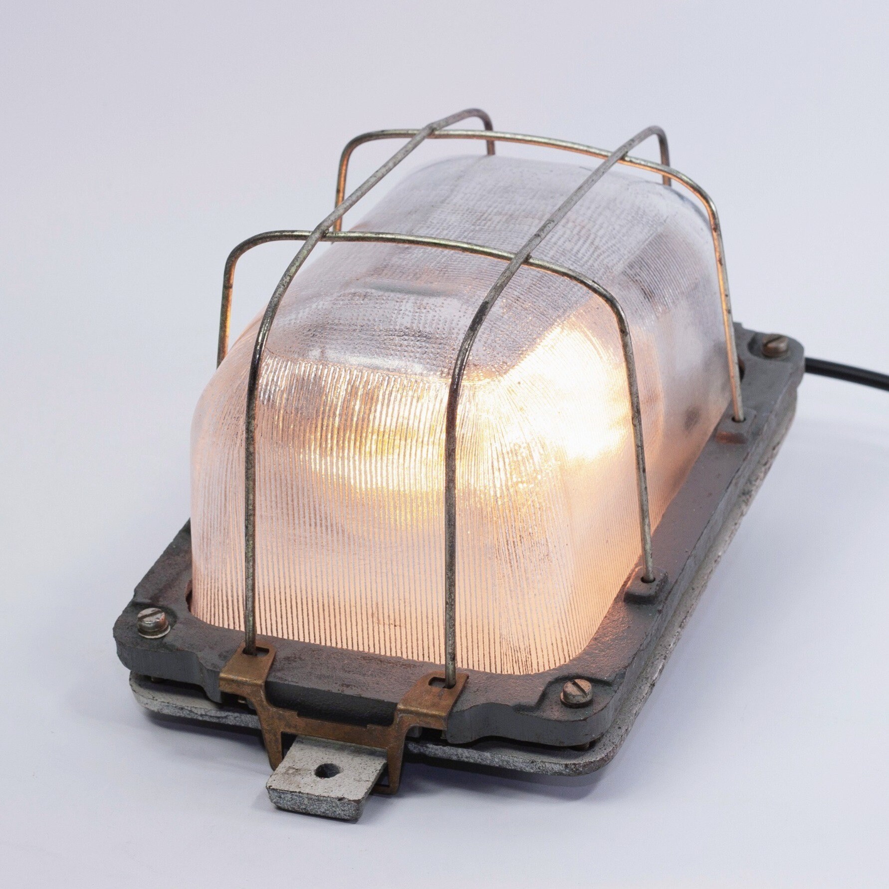 Vintage Industrial Wall Lamp Scone With Glass Dome and Cage | Wall ...