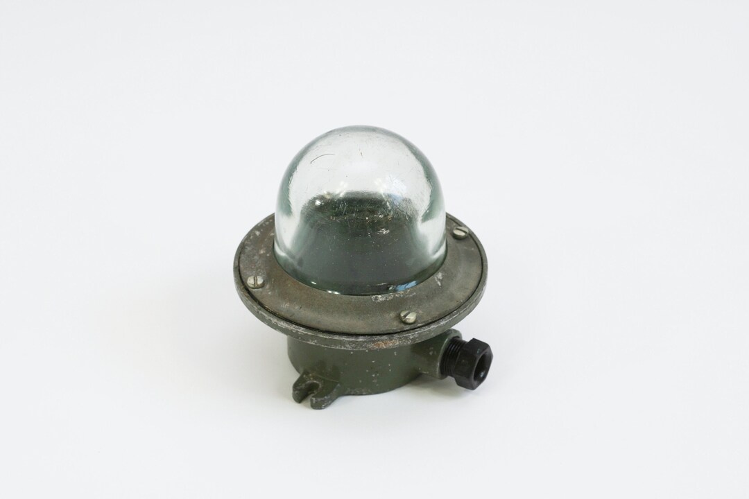 Vintage Industrial Ship Light Scone, Soviet Marine Lamp With Glass Dome ...