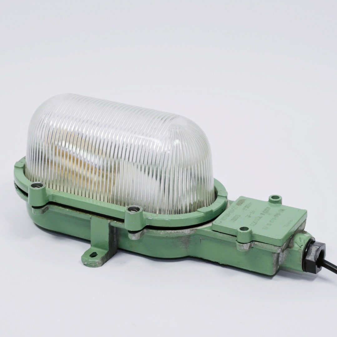 Vintage Green Industrial Bulkhead Wall Lamp | USSR Outdoor Lighting - Etsy