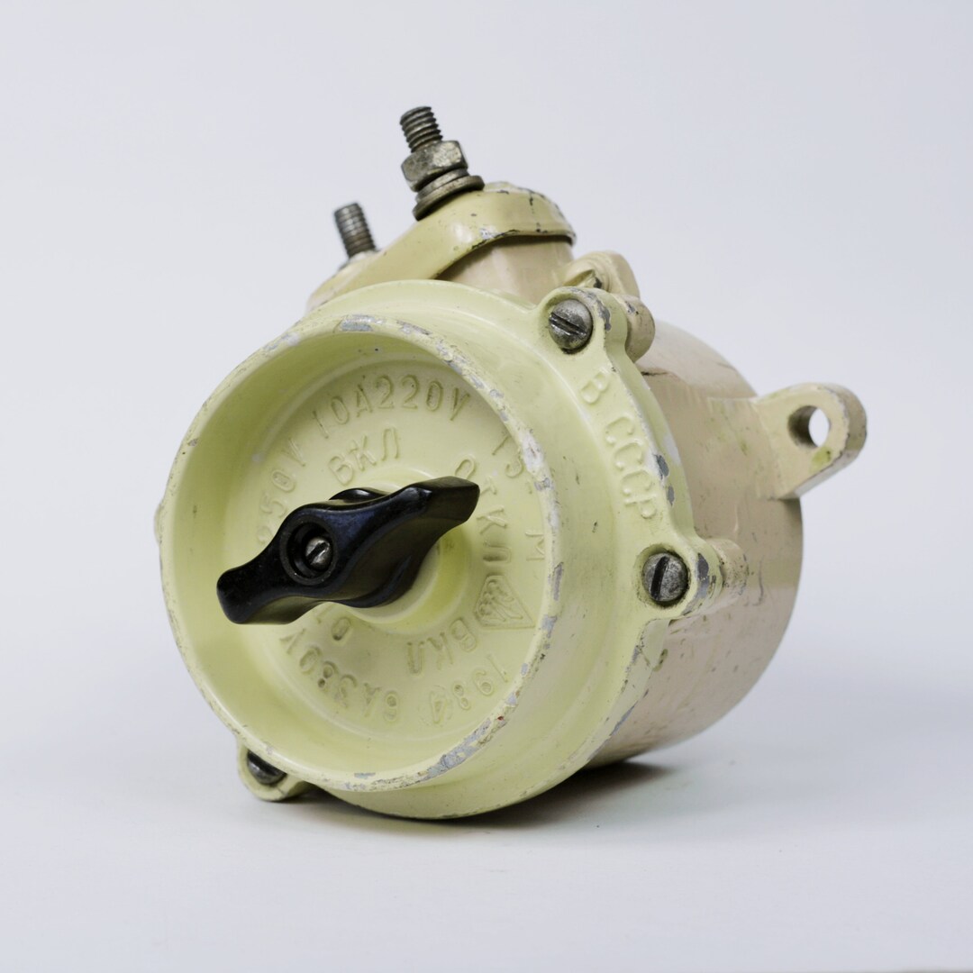 Vintage Industrial Rotary Light Switch Yellow or Gray, Soviet USSR XL ...