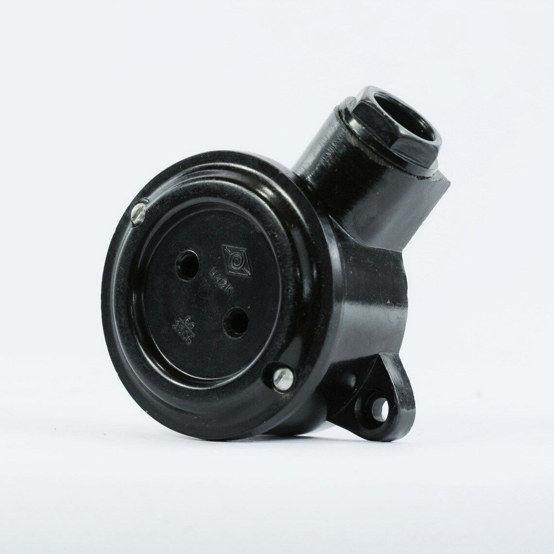 Antique Electrical Outlet Plug Vintage Retro USSR Black Bakelite Round ...