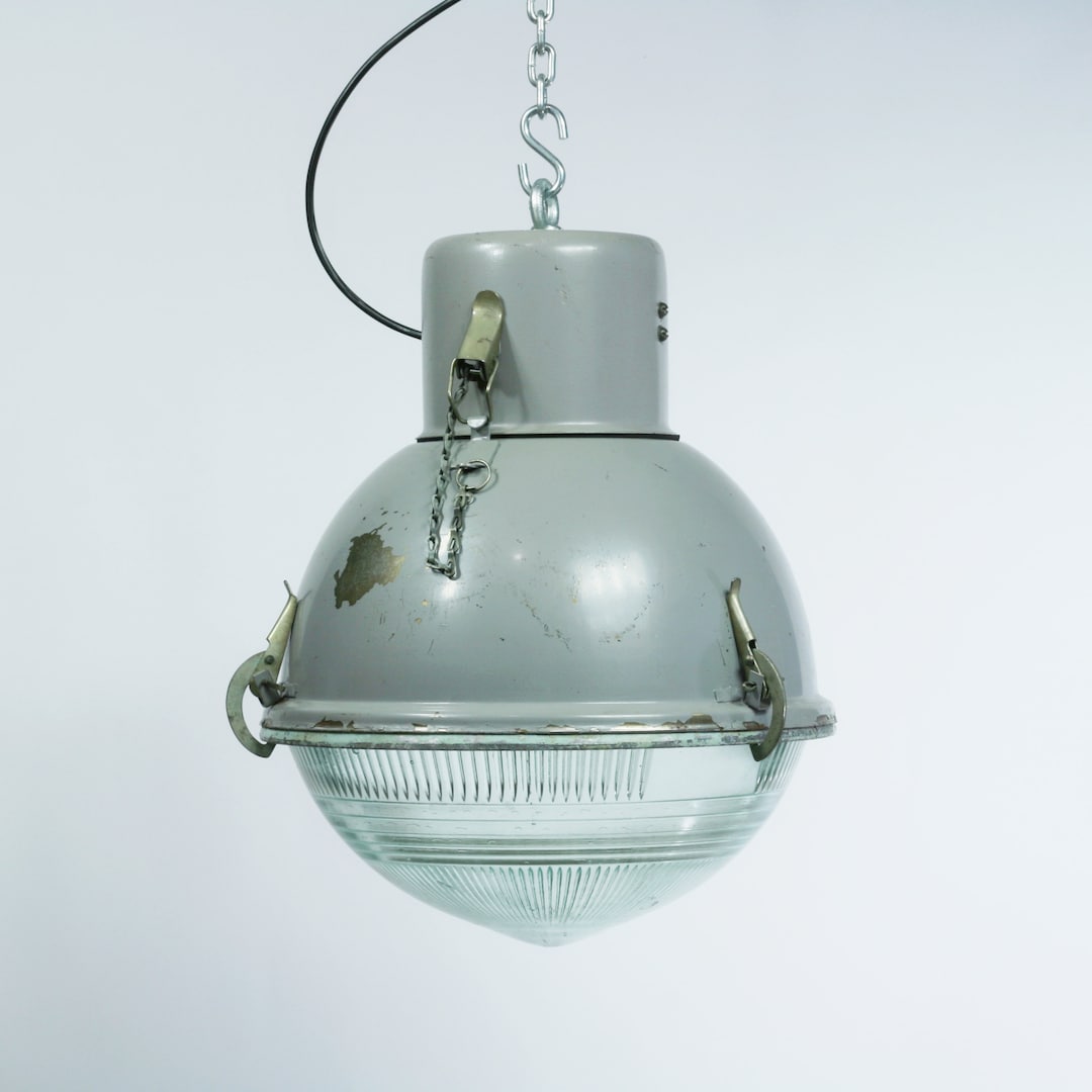 Vintage Soviet Union Industrial Pendant Light | Glass Dome Lighting ...