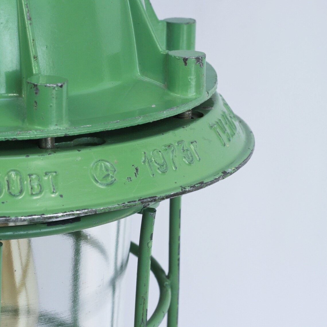 Vintage Soviet USSR Industrial Green Cage Light Fixture - Etsy