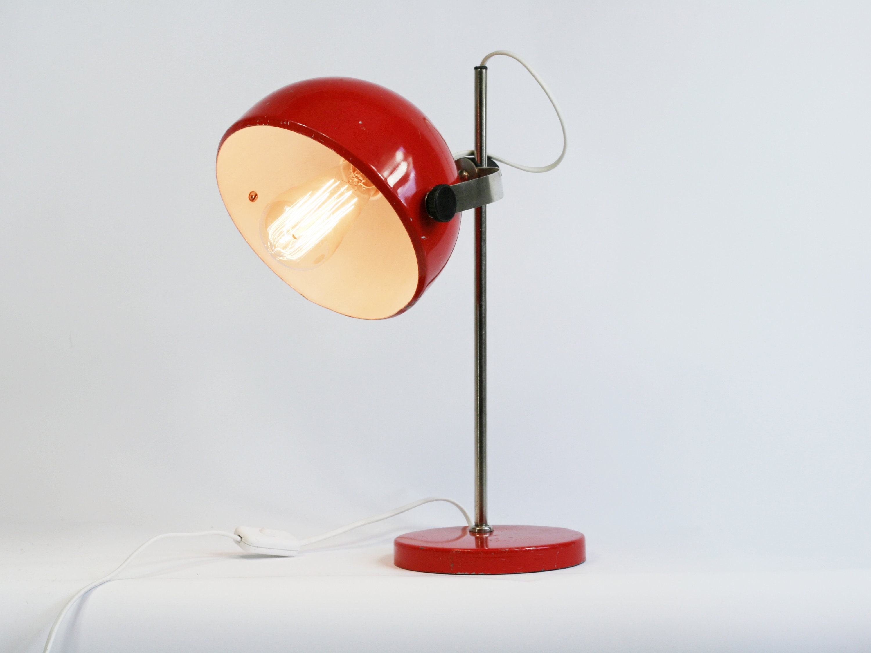 Red Soviet Table Lamp Vintage Soviet Desk Lighting With Red Shade USSR ...