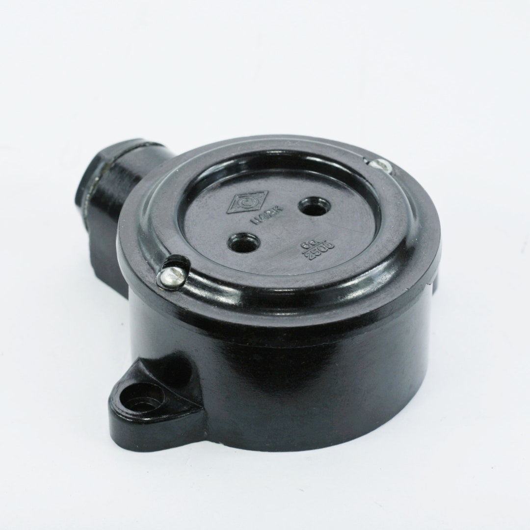 Antique Electrical Outlet Plug Vintage Retro USSR Black Bakelite Round ...