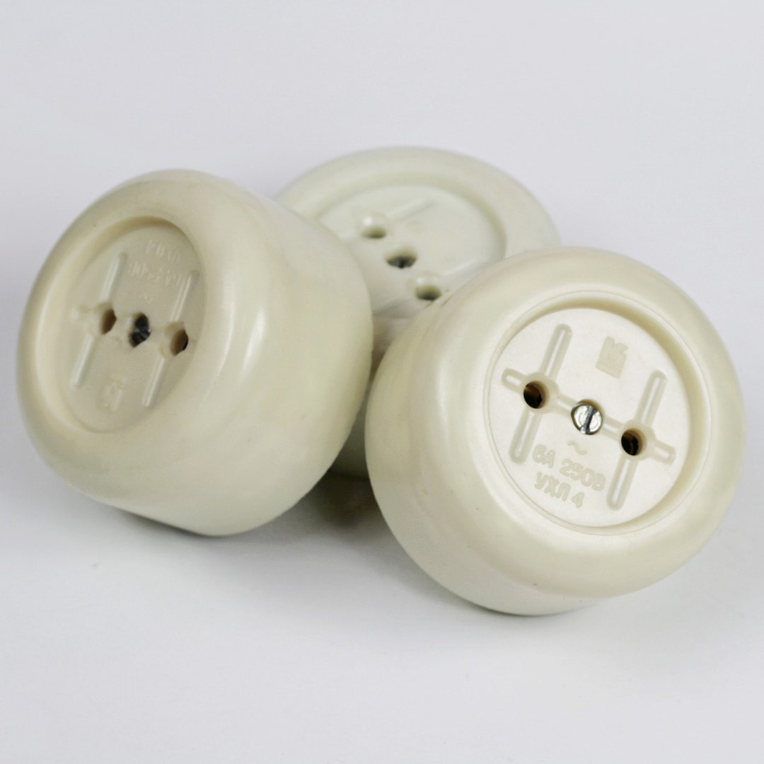 Retro Round Wall Mounted Electrical Power Socket Outlet Plug | Soviet ...