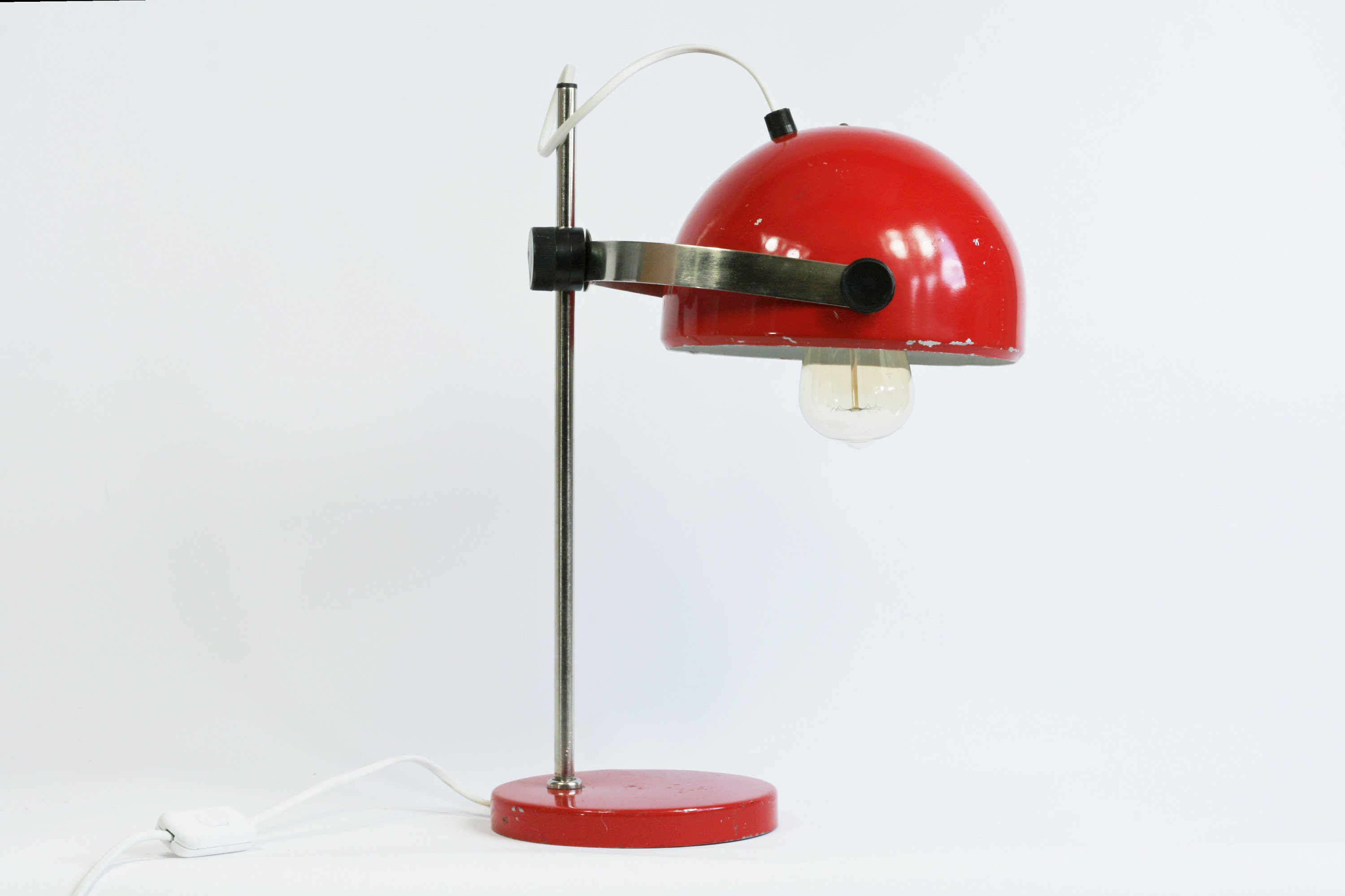 Red Soviet Table Lamp Vintage Soviet Desk Lighting With Red Shade USSR ...