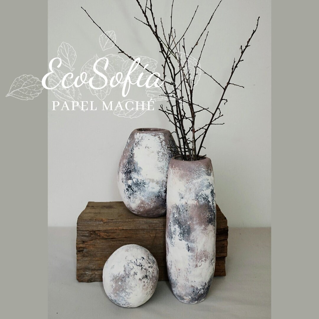 Tall Vessel Vase Decorative Ball Vase Papier Mach - Etsy