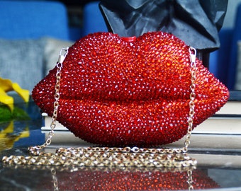 Red Crystal Clutch Bag - Etsy