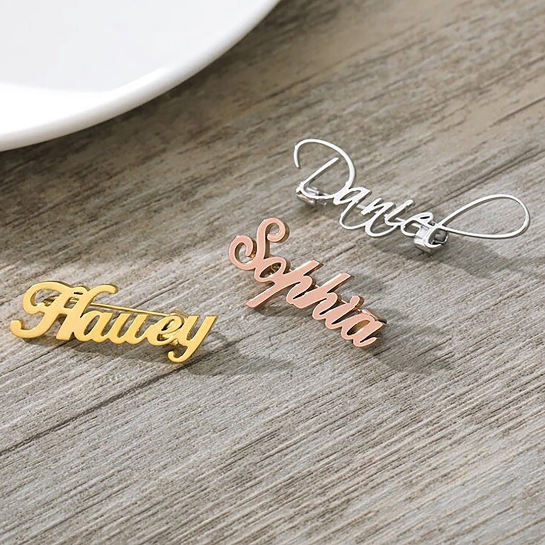 Custom Name Lapel Pins Personalized Name Lapel Pin Stainless Steel Name ...