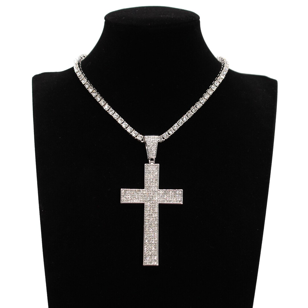 Bling Hip Hop Cross Pendant With Tennis Chain Christmas Gifts - Etsy