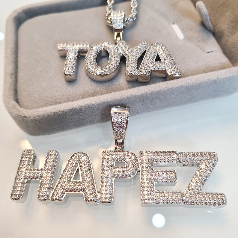 Bling-bling Bubble Name Necklace Personalized Nameplate - Etsy