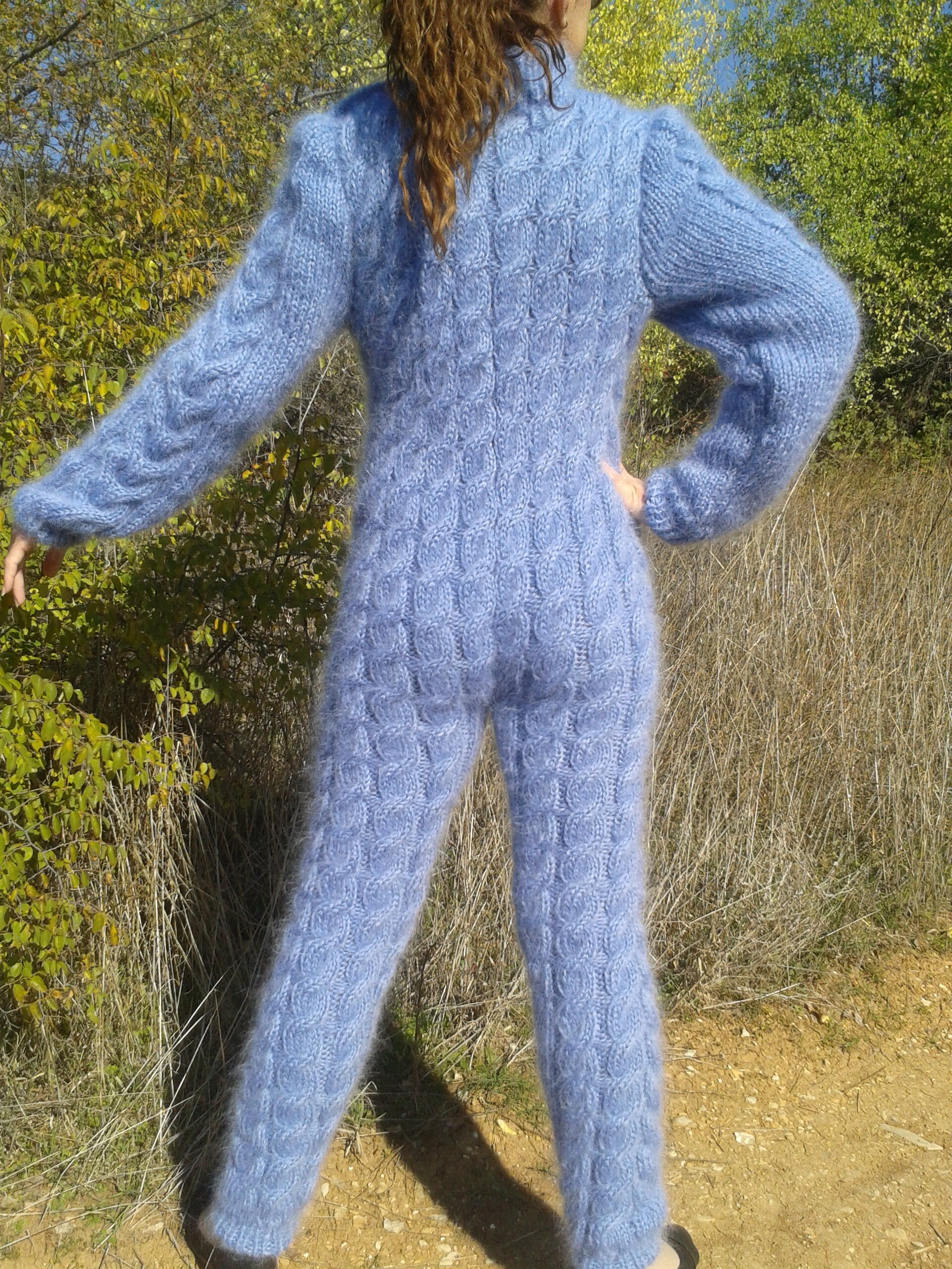 Hand Knit Mohair Union Suit ,handmade Cable Pants,thick and Fuzzy ...