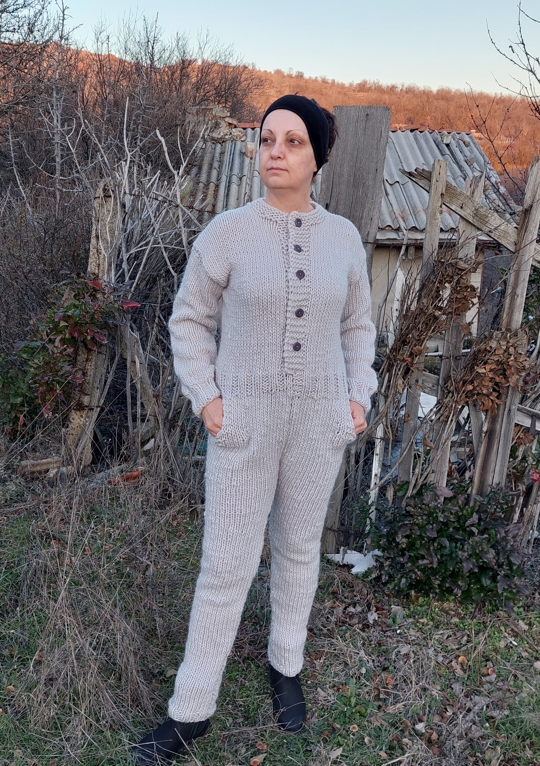 Wool 100 % Merino Union Suit,thick and Soft Eco Yarn Pants ,warm ...