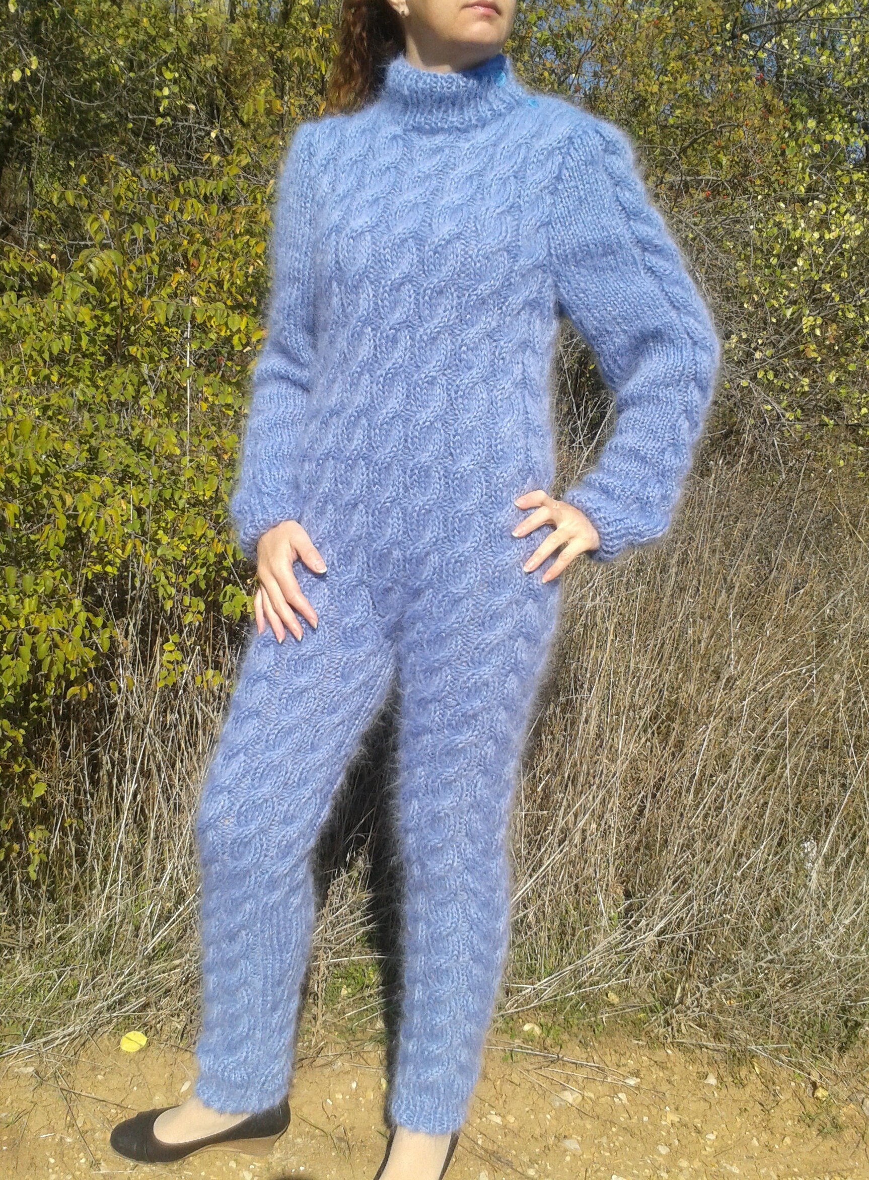 Hand Knit Mohair Union Suit ,handmade Cable Pants,thick and Fuzzy ...