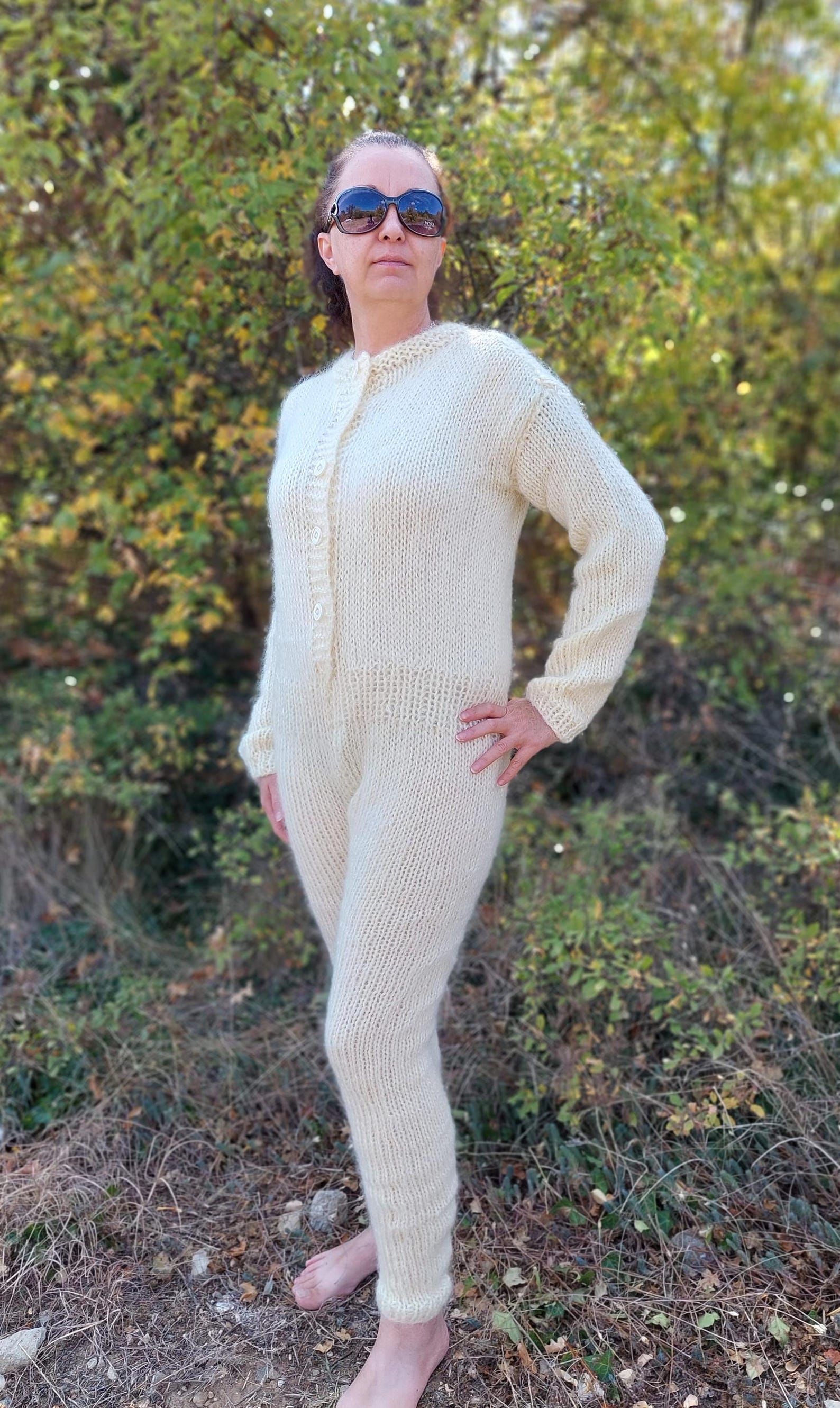 Hand Knit Mohair Union Suit Handmade Pants Thick and Soft Wool Catsuit ...