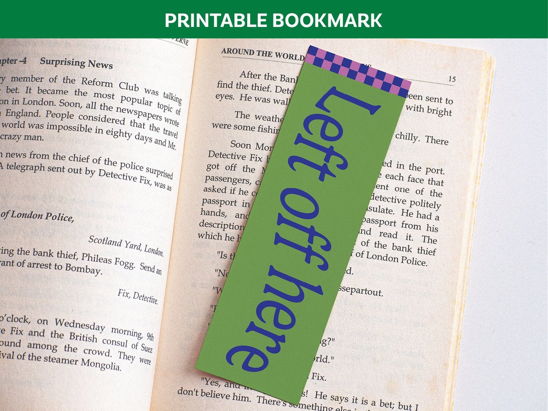 Printable Left off Here Bookmark | Downloadable Bookmark | Retro ...