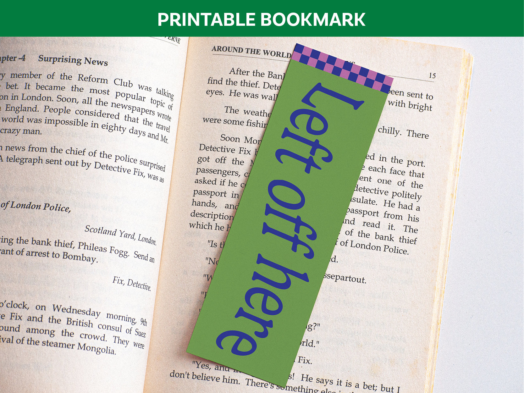 Printable Left off Here Bookmark | Downloadable Bookmark | Retro ...