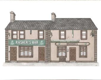 Patsy Flannery's Bar Limerick Ireland Art Print, Limerick Pub ...