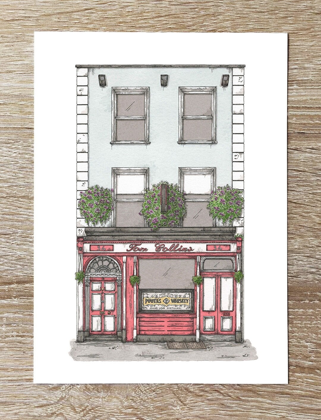 Tom Collins Bar Limerick Ireland Art Print, Limerick Pub Illustration ...