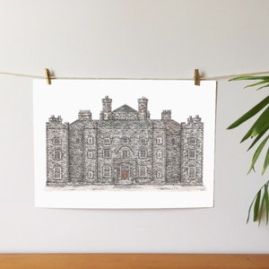 Slane Castle Co Meath Ireland Art Print, Irish Castle Illustration, A4 ...