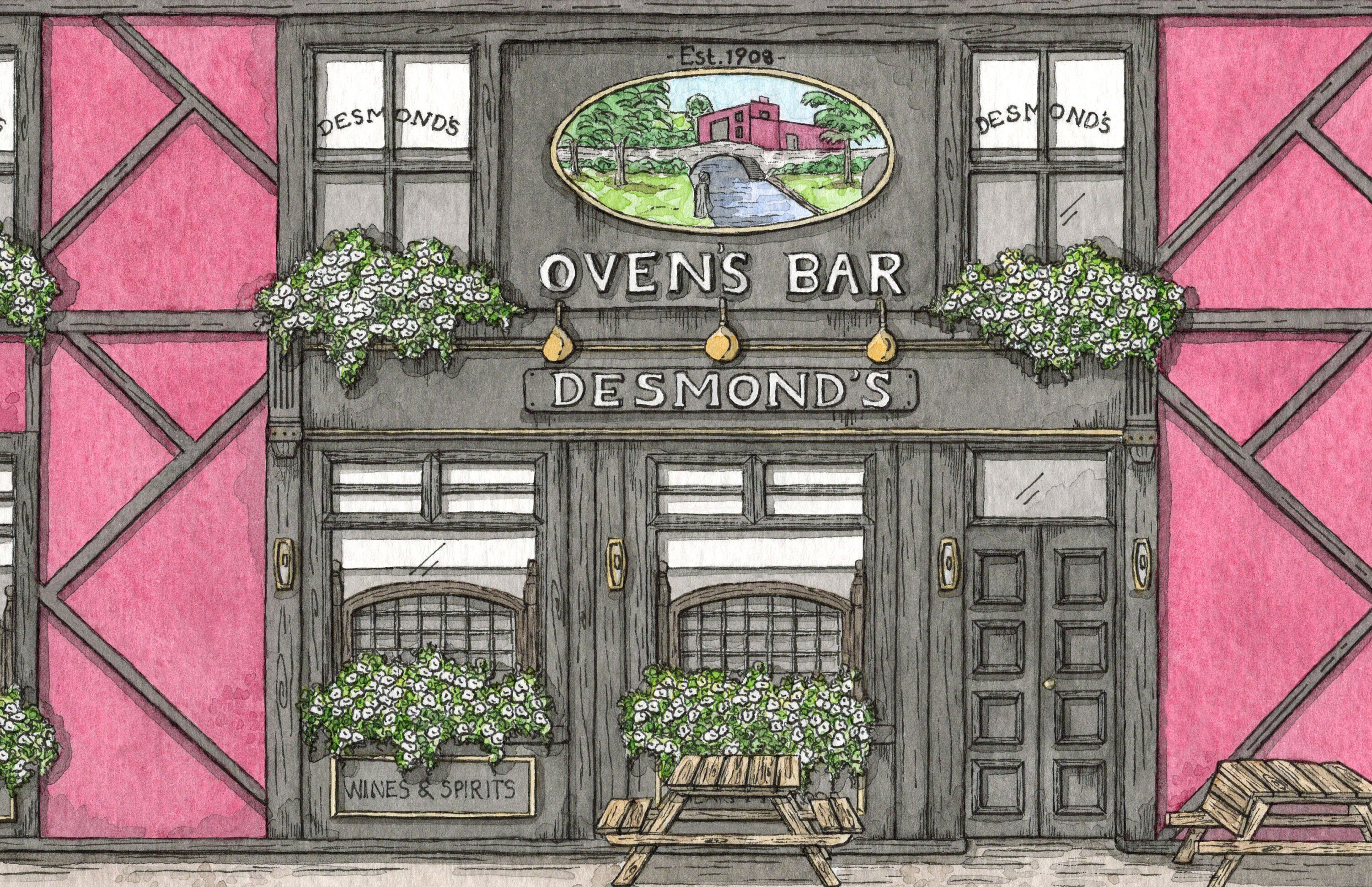 The Ovens Bar Ballincollig Co. Cork Ireland Art Print, Irish Pub ...