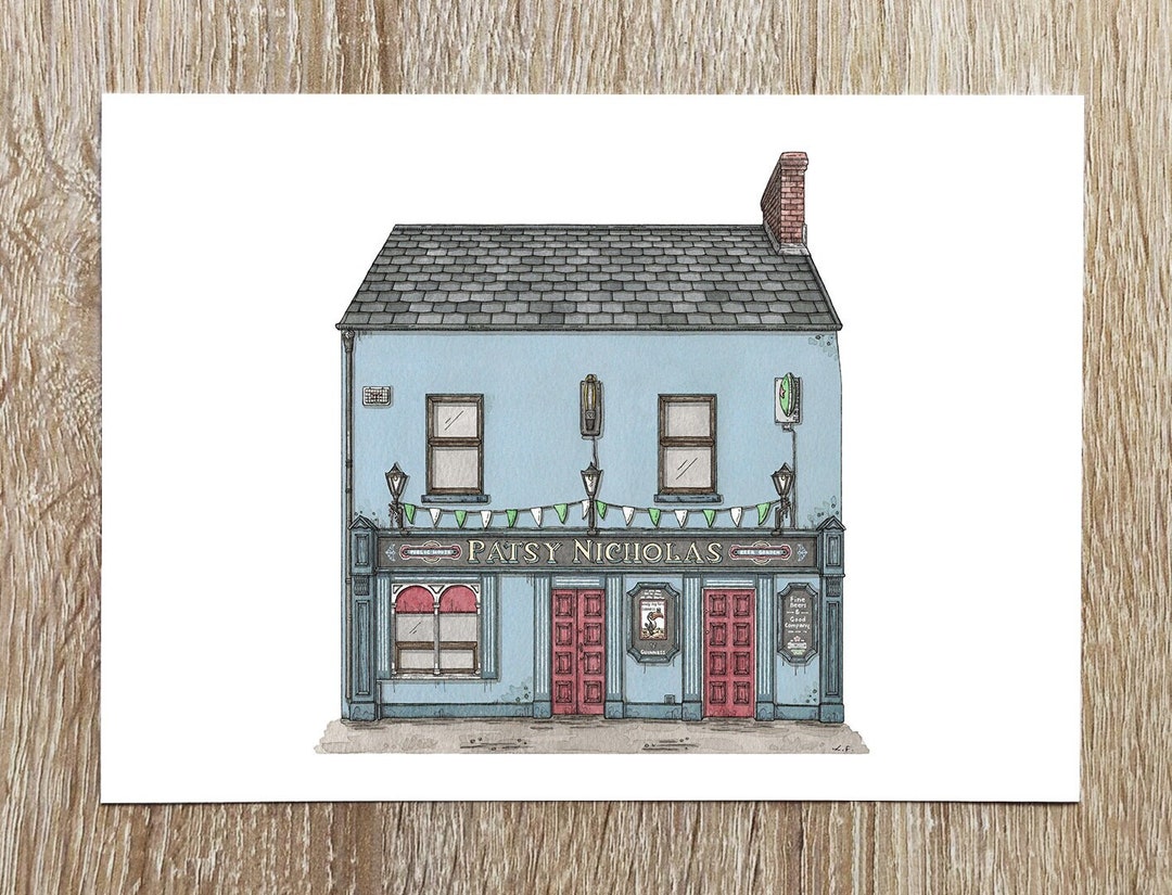 Patsy Nicholas Pub Limerick Ireland Art Print, Irish Pub Illustration ...