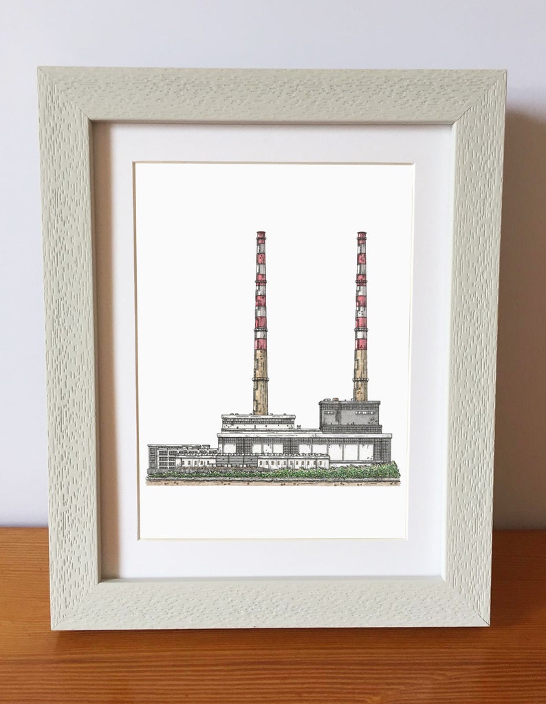 The Poolbeg Chimneys Dublin Ireland Art Print, Irish Landmark Wall Art ...