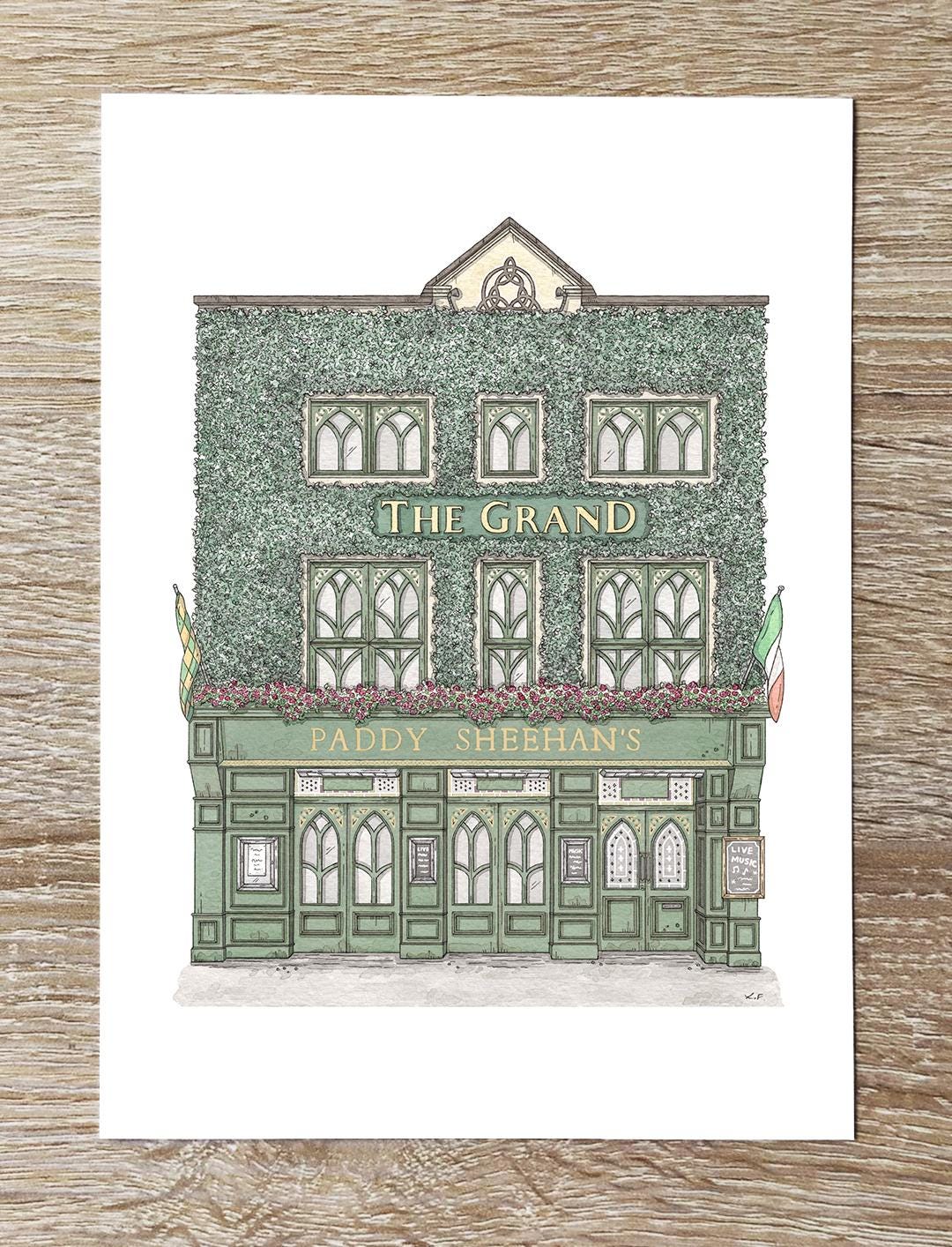 The Killarney Grand Co Kerry Art Print, Killarney Pub Illustration ...