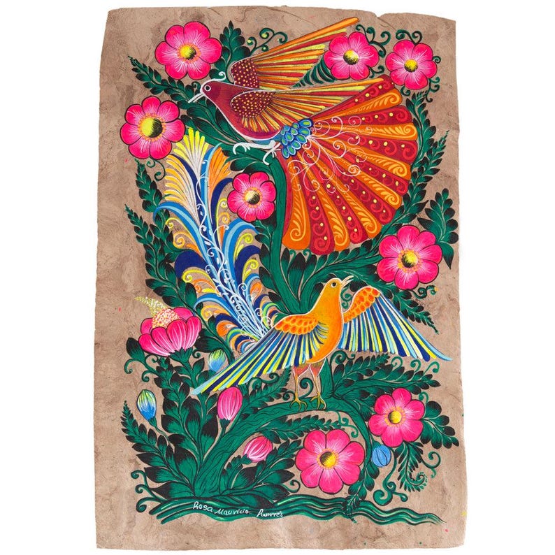 Hand-painted Papel Amate Xalitla Painting - Etsy